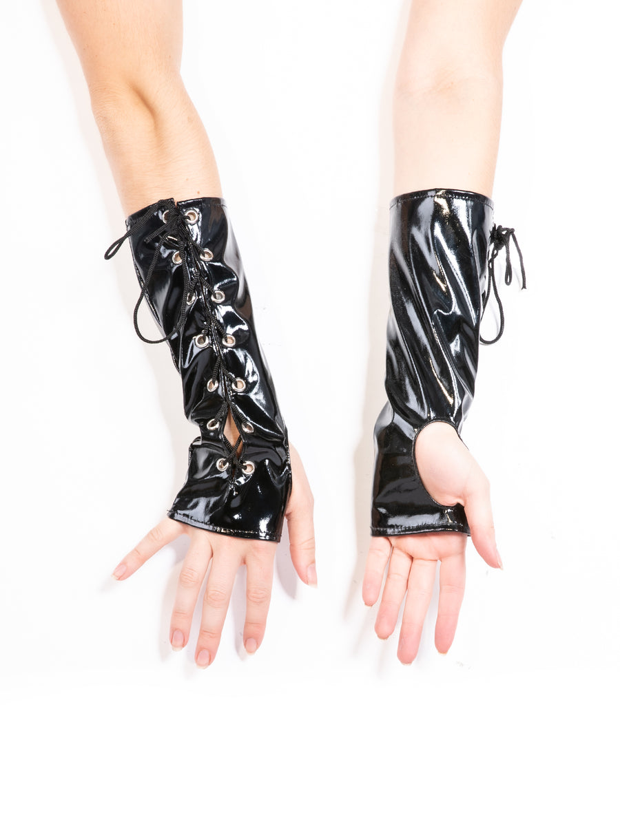 Vino Lace Up PVC Gauntlet Gloves Exclusively At Honour – Skin Two UK