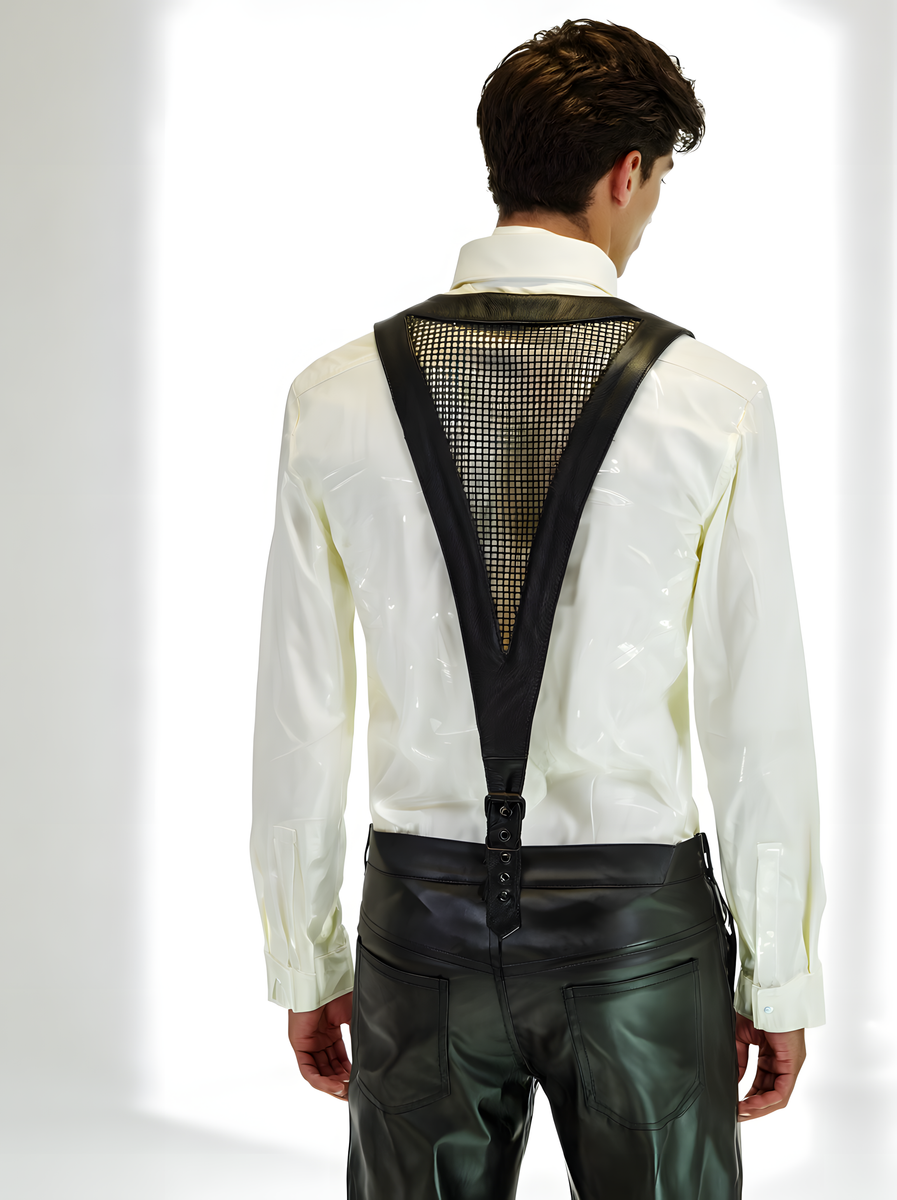 Men’s Gridlock Black Leather and Mesh Harness – Skin Two UK
