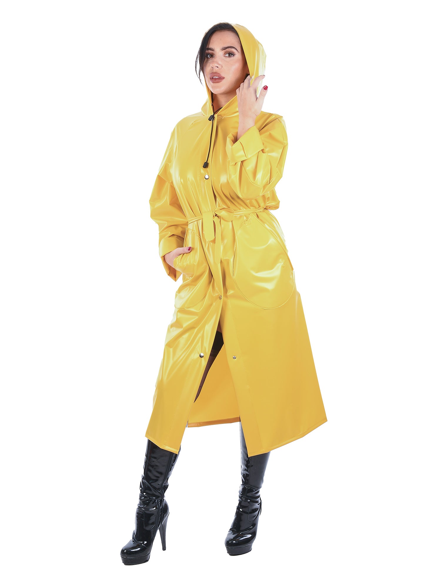 Plastic Tie-Front Mac - Yellow – Skin Two UK