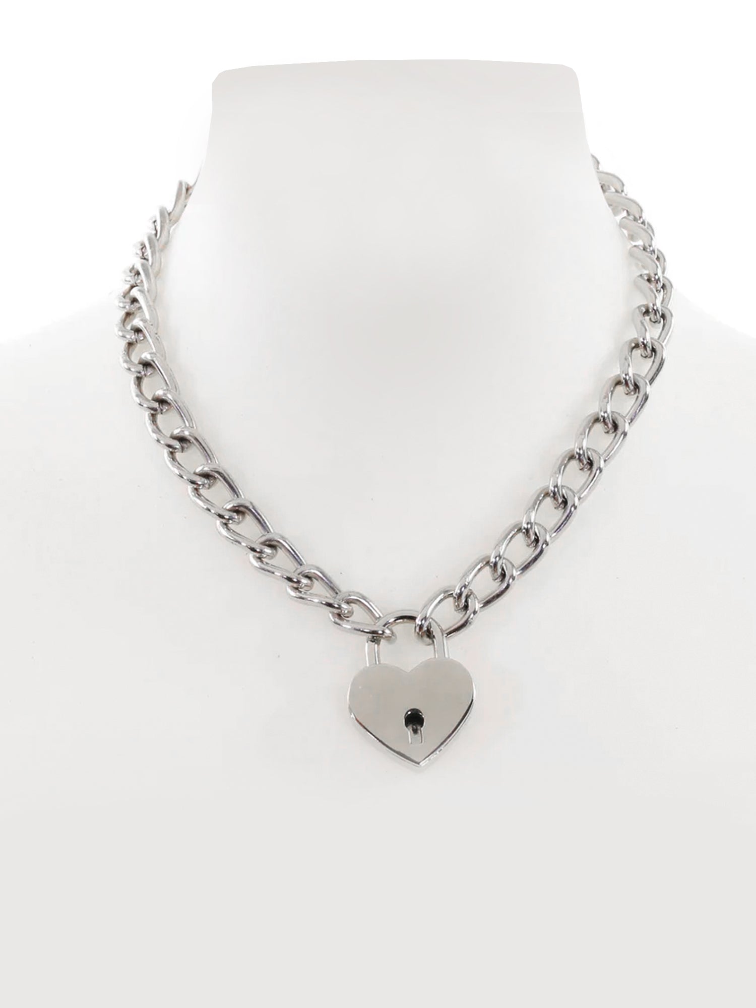 Lockable Chain Collar With Heart Padlock – Skin Two UK