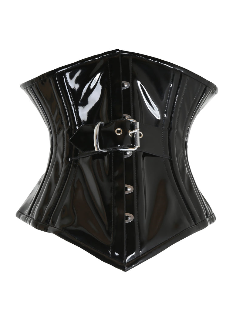 PVC Corsets | Black PVC Underbust Buckle CorsetPVC Clothing – Skin Two UK