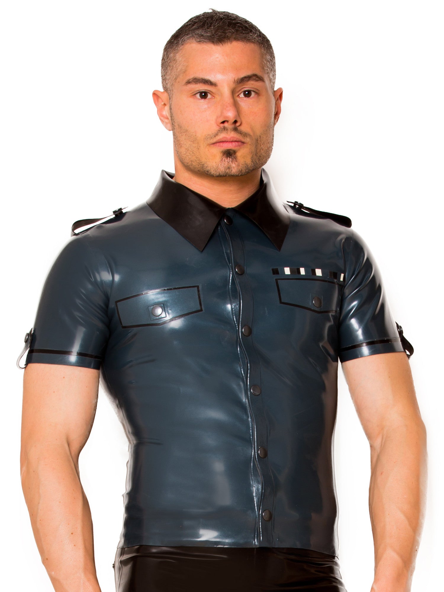 Black & Blue Uniform Latex Shirt – Skin Two UK