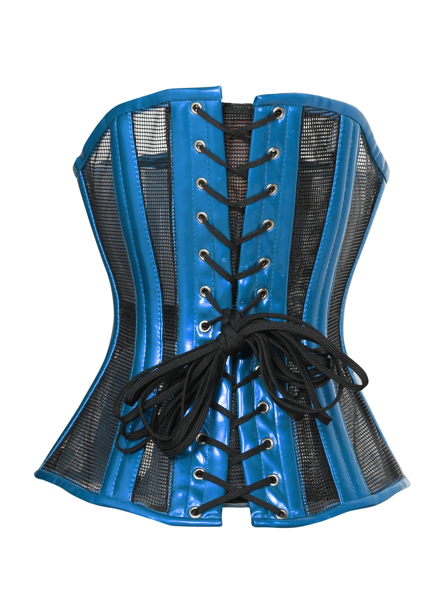 Blue PVC Mesh Underbust Corset – Skin Two UK