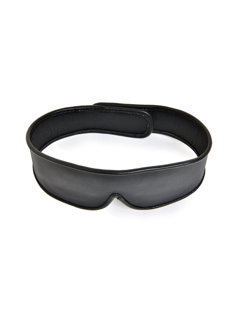 Deluxe Black Padded Leather Blindfold with Leather Sides – Skin Two UK