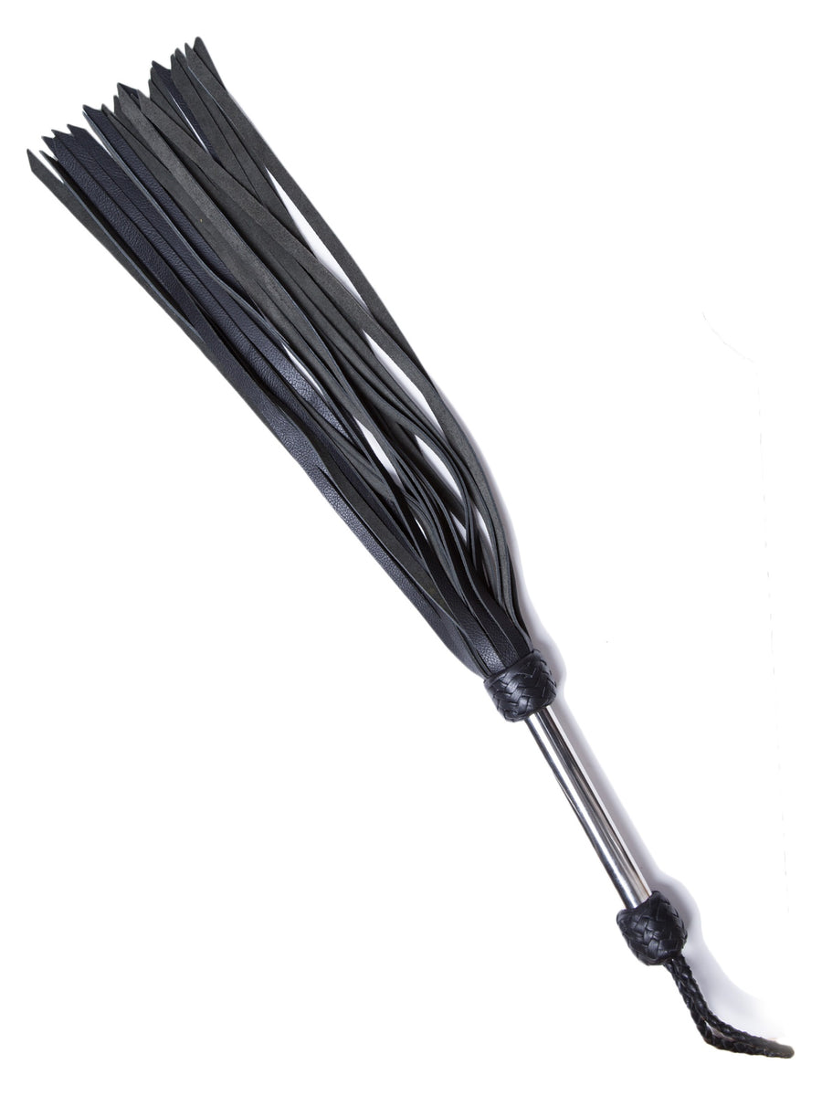 Deluxe Leather Flogger With Metal Handle Black – Skin Two UK