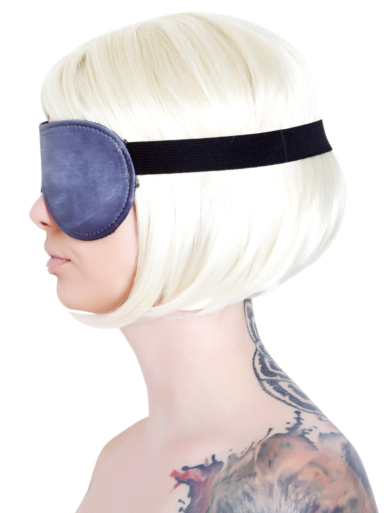 Distressed Grey Leather Blindfold – Skin Two UK