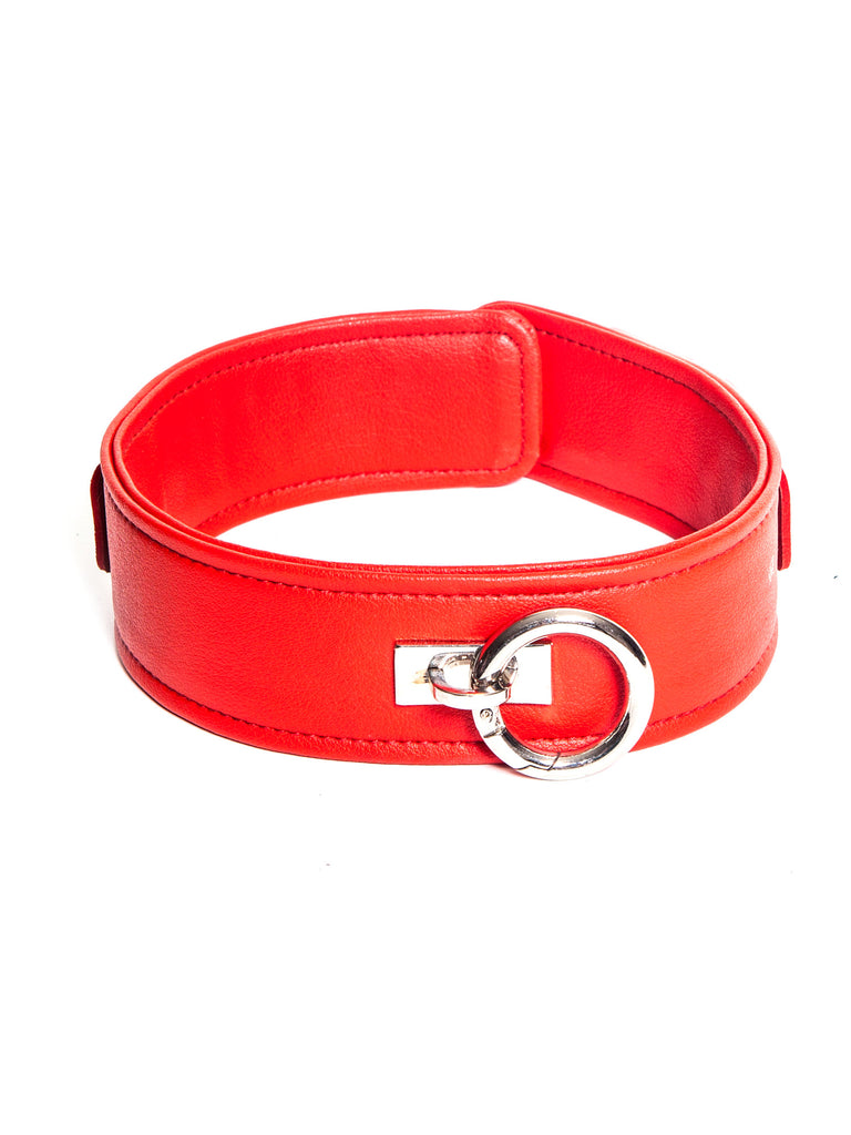 Faux Leather Red D-Ring Collar | Bondage Collars and Leads from Honour ...