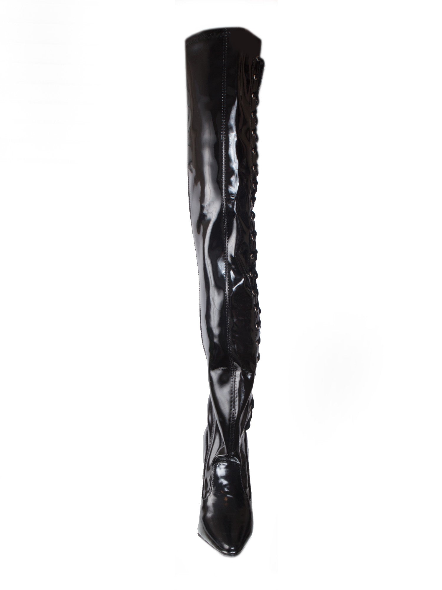 Ferocious 5Inch Thigh High Stretch Boot With Side Lace Black – Skin Two UK