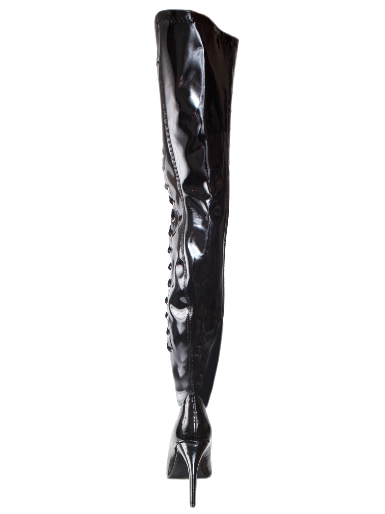Ferocious 5Inch Thigh High Stretch Boot With Side Lace Black – Skin Two UK