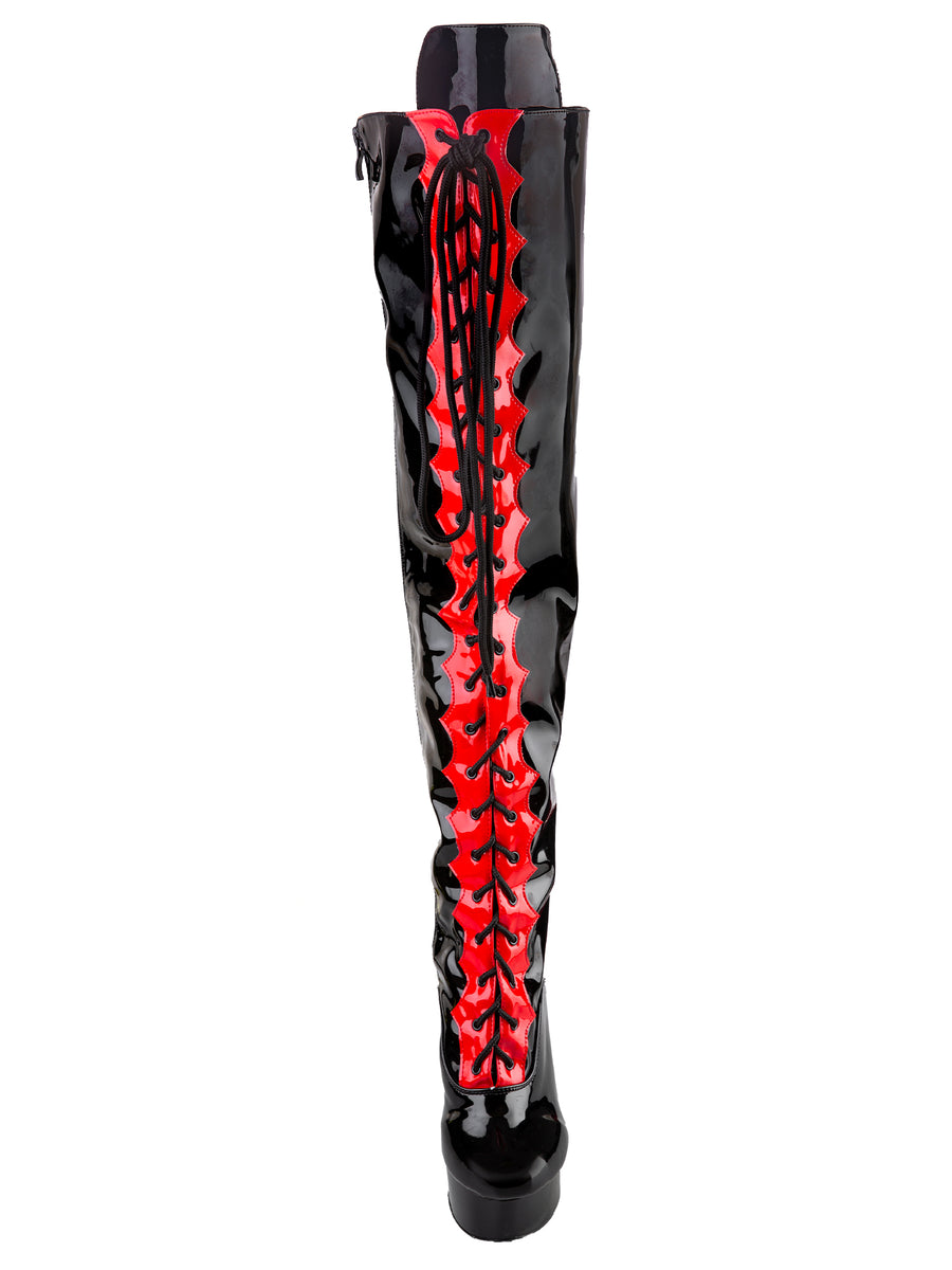 Red Flash Thigh High Lace Boot – Skin Two UK