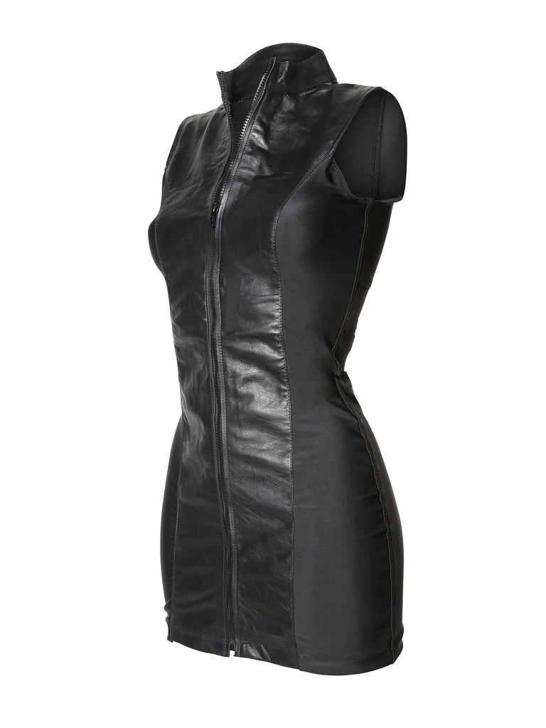 Ilsa Leather Zip Up Leather Lycra Dress – Skin Two UK