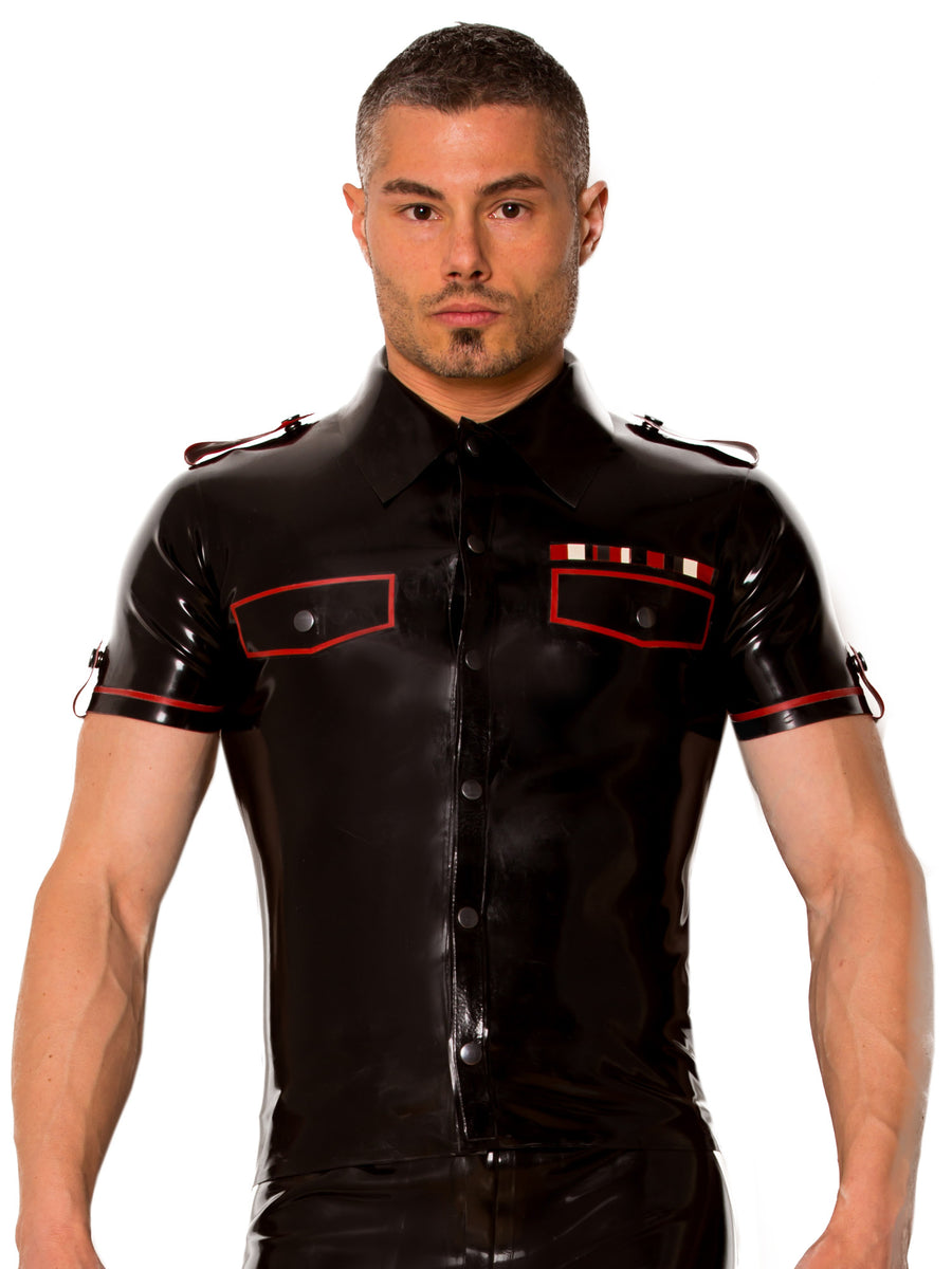 Latex Black & Red Uniform Shirt – Skin Two UK