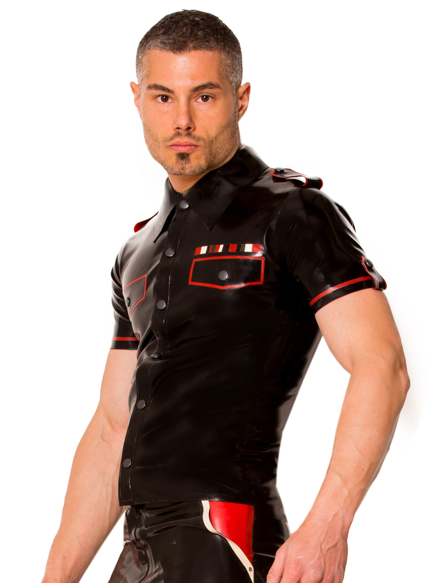 Latex Black & Red Uniform Shirt – Skin Two UK