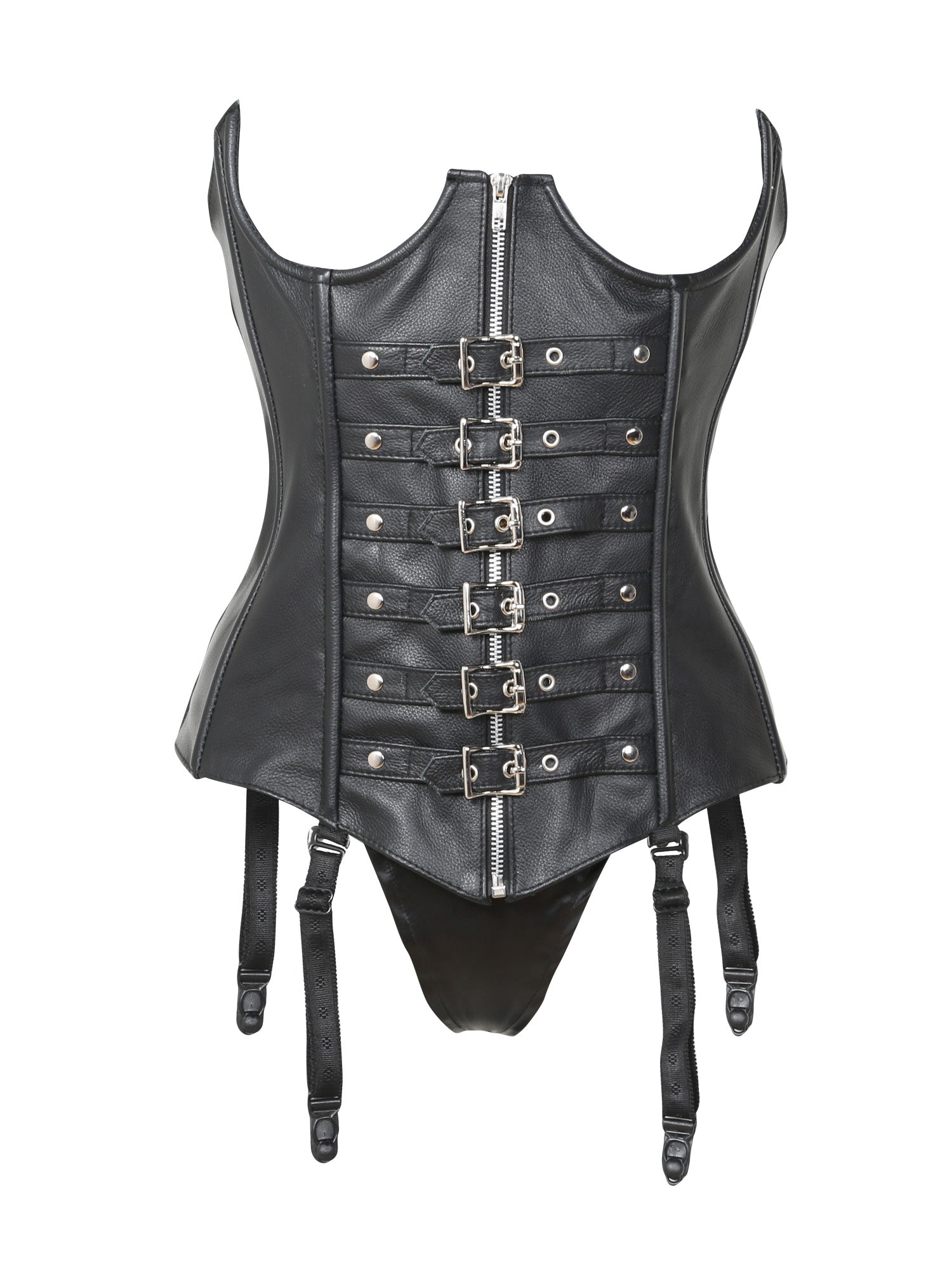 Leather Basques | Leather Cupless Suspender Basque & G-String ...