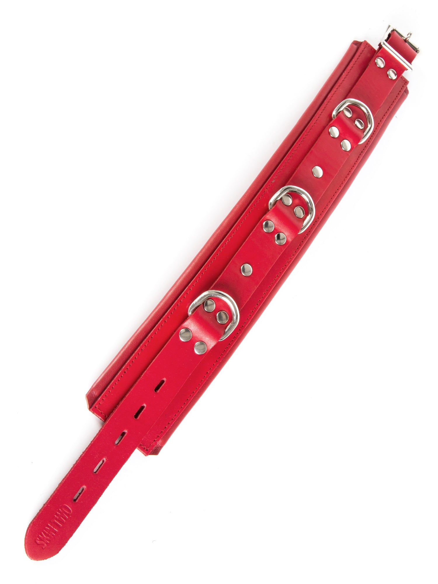 Leather Deluxe Padded Collar in Red – Skin Two UK