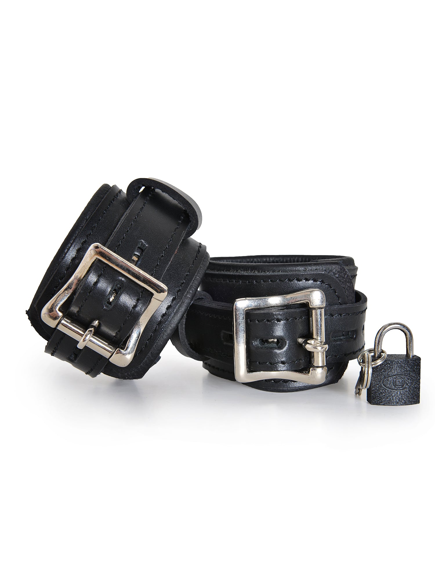 Leather Deluxe Padlock Wrist Cuffs – Skin Two UK