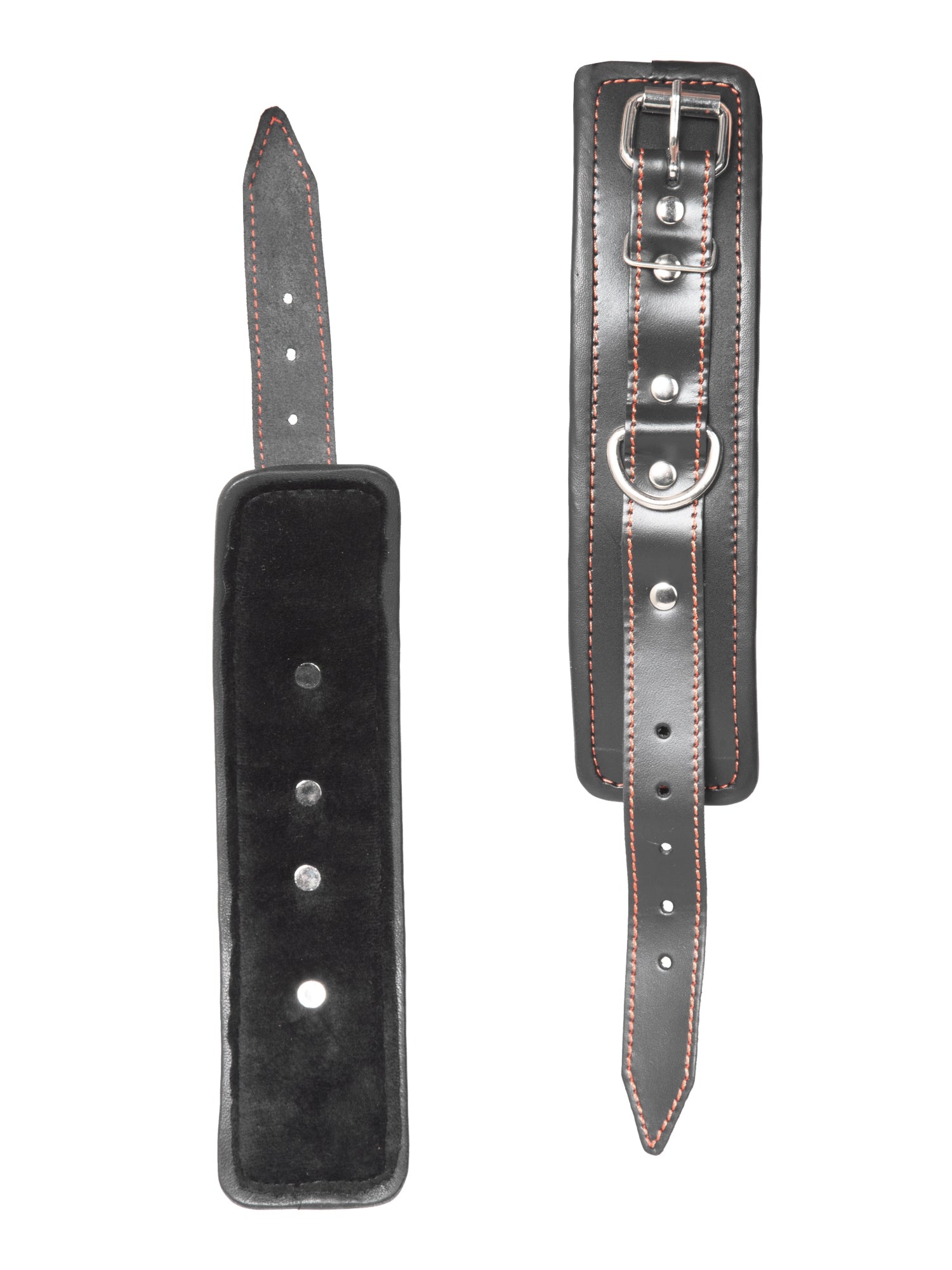 Leather Handcuffs with Red Seams – Skin Two UK