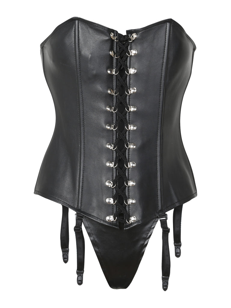 Leather Basques | Leather Lace-Up Basque & G-String SetLeather Clothing ...