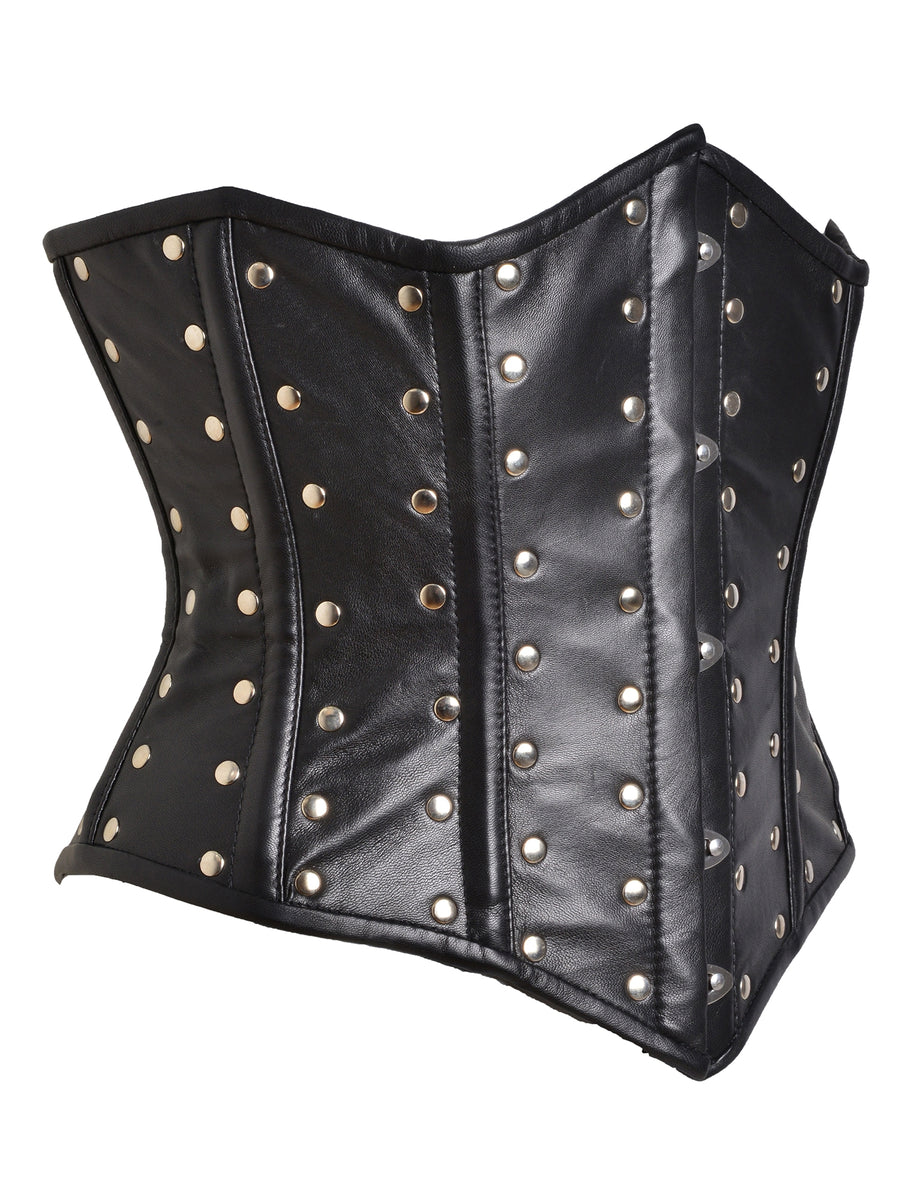Leather Studded Underbust Corset Black – Skin Two UK