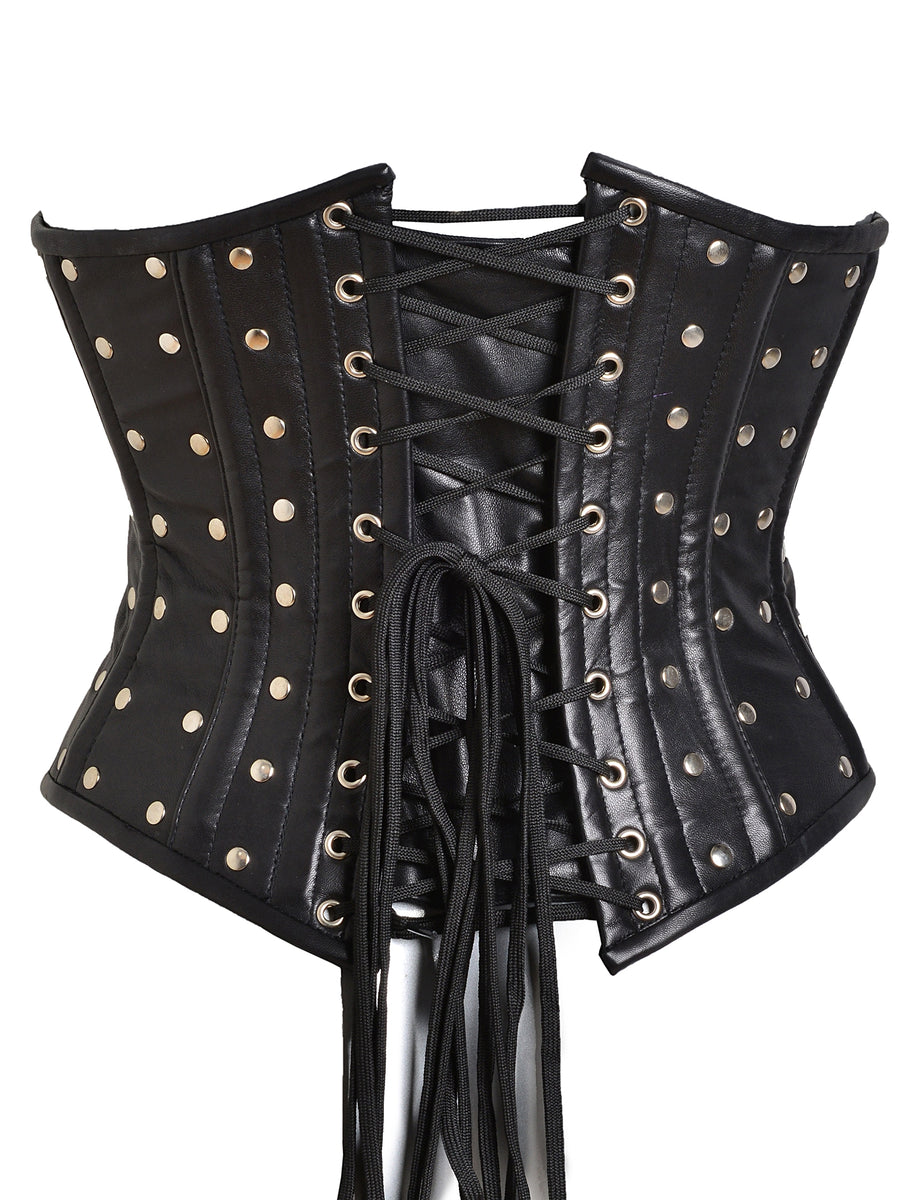 Leather Studded Underbust Corset Black – Skin Two UK