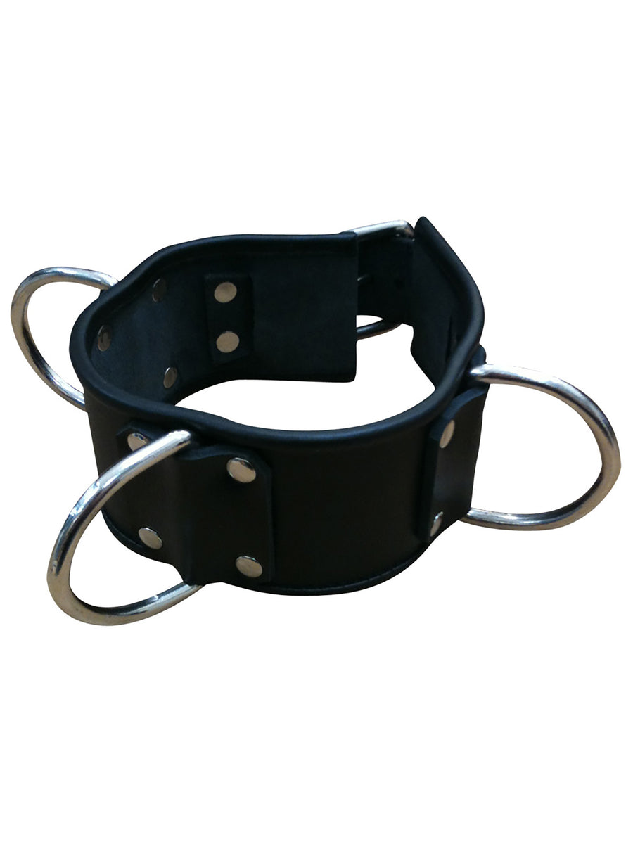 Matt Leather 3-Ring Heavy Duty Collar | Bondage Collars and Leads from ...