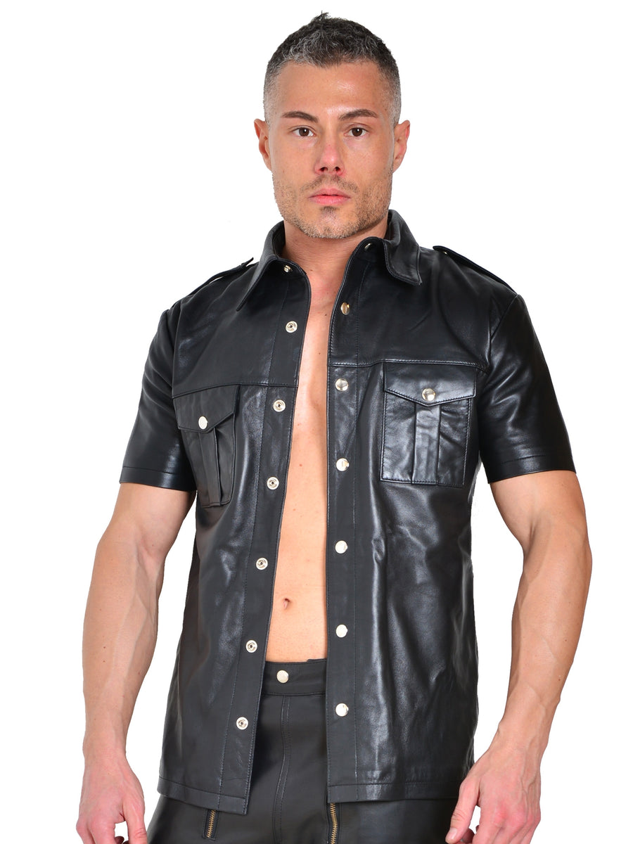 Mens Leather Shirt Black – Skin Two UK