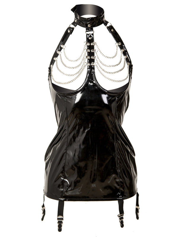 PVC Chain Suspender Dress in Black – Skin Two UK