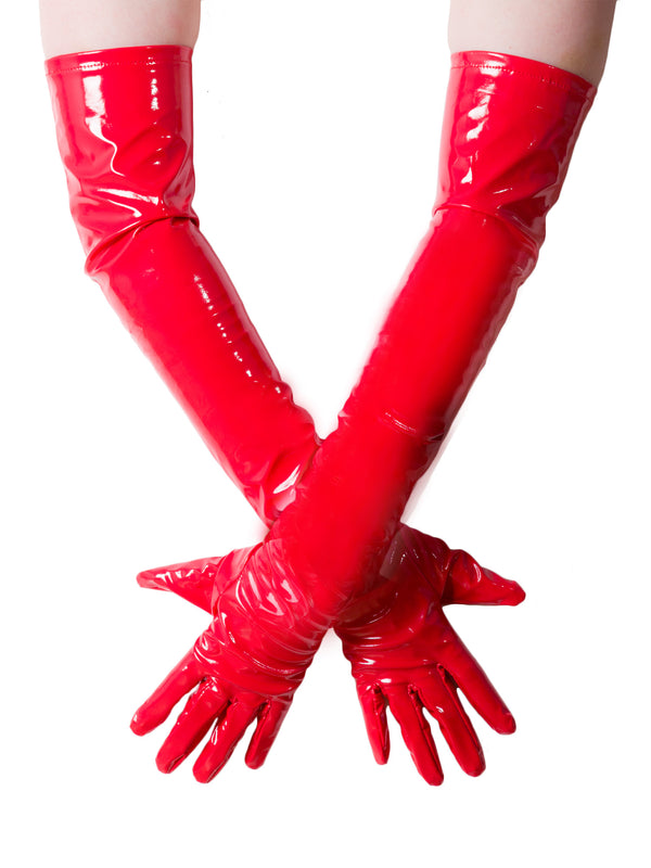 PVC Long Gloves in Red – Skin Two UK