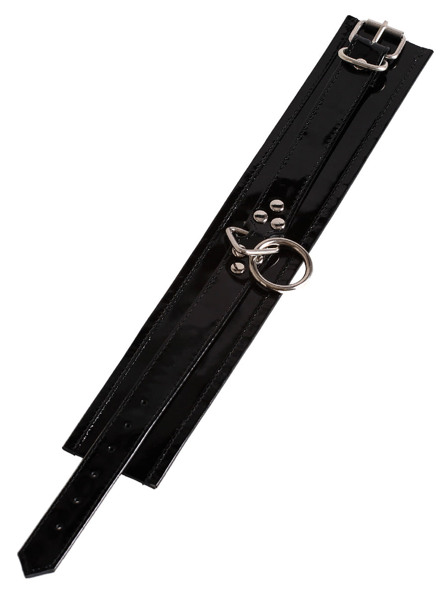 Patent Leather Double Strap Collar with D-Ring & O-Ring – Skin Two UK