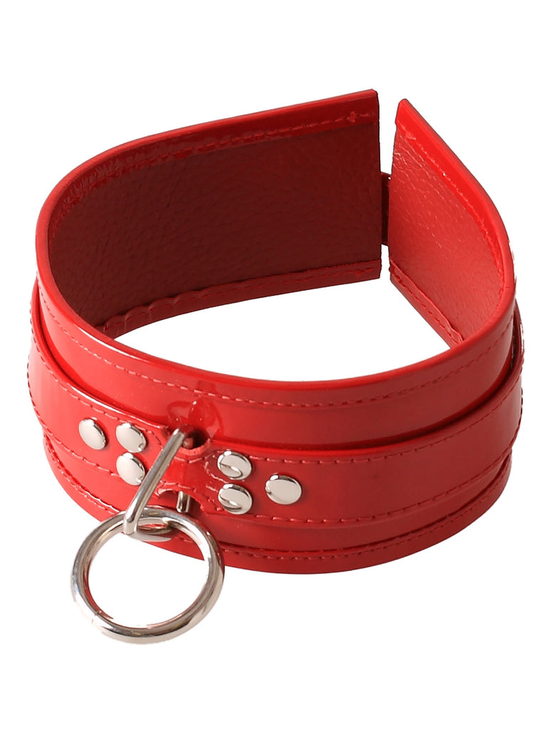 Patent Leather Double Strap Collar with D-Ring & O-Ring in Red – Skin ...