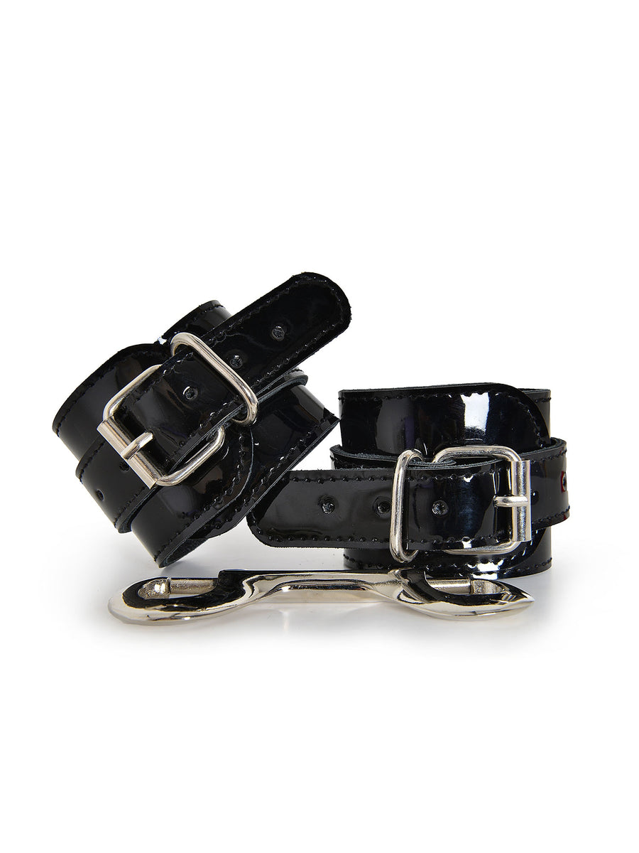 Patent Leather Wrist Cuffs Black – Skin Two UK