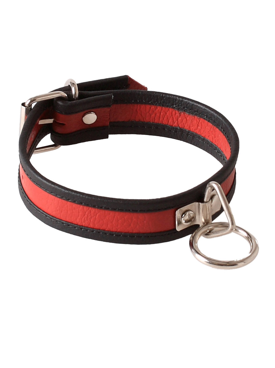 Leather D-Ring O-Ring Red with Black Piping – Skin Two UK