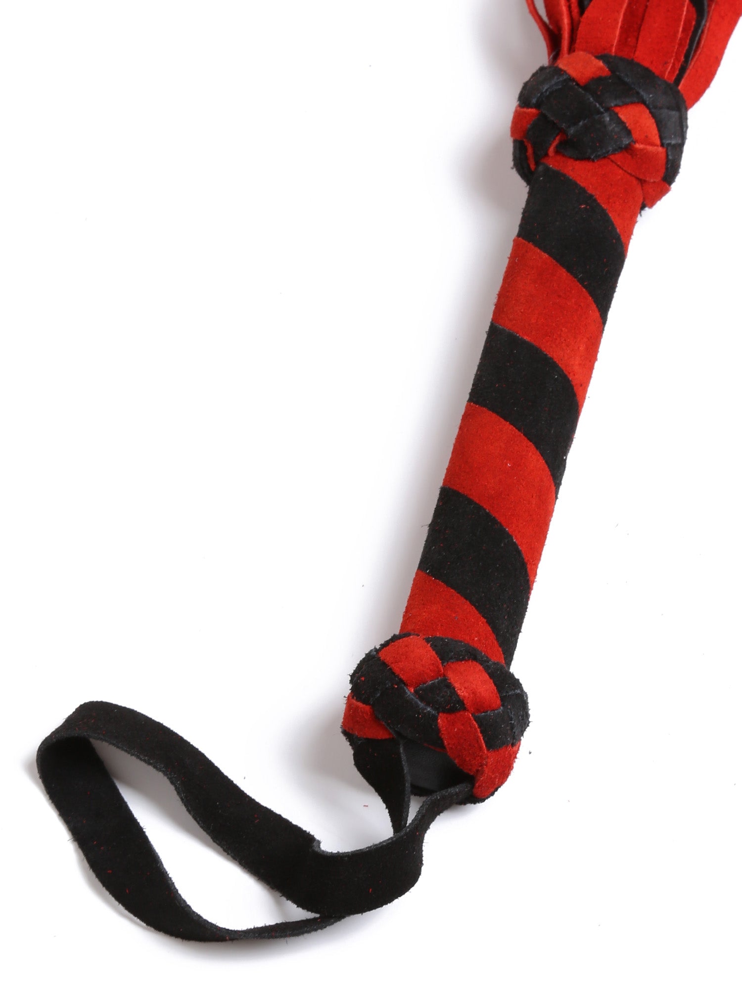 Suede Leather Flogger - Black and Red – Skin Two UK