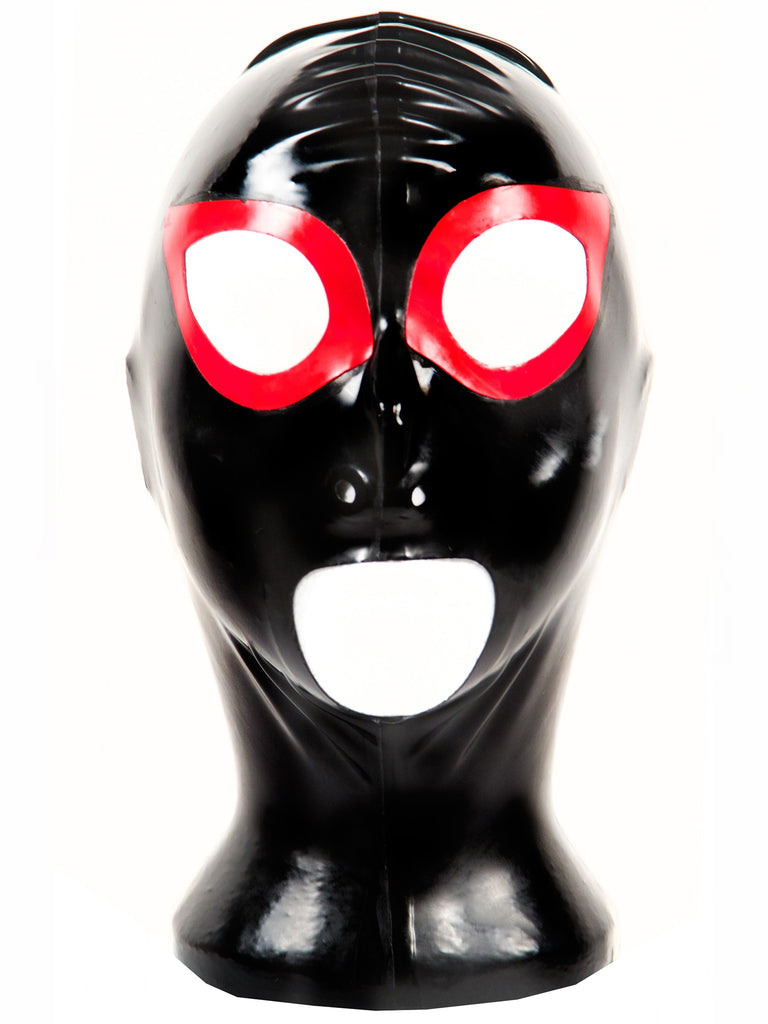 Latex Rubber Hood with Eyes, Nose and Mouth Holes in Black & Red – Skin ...