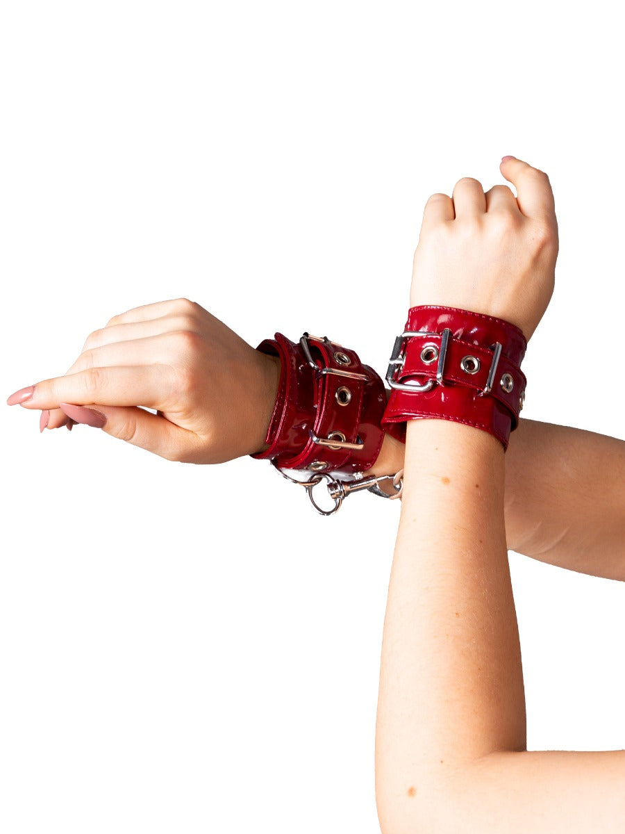 PVC Cuffs In Burgundy Comes In Discreet Packaging – Skin Two UK