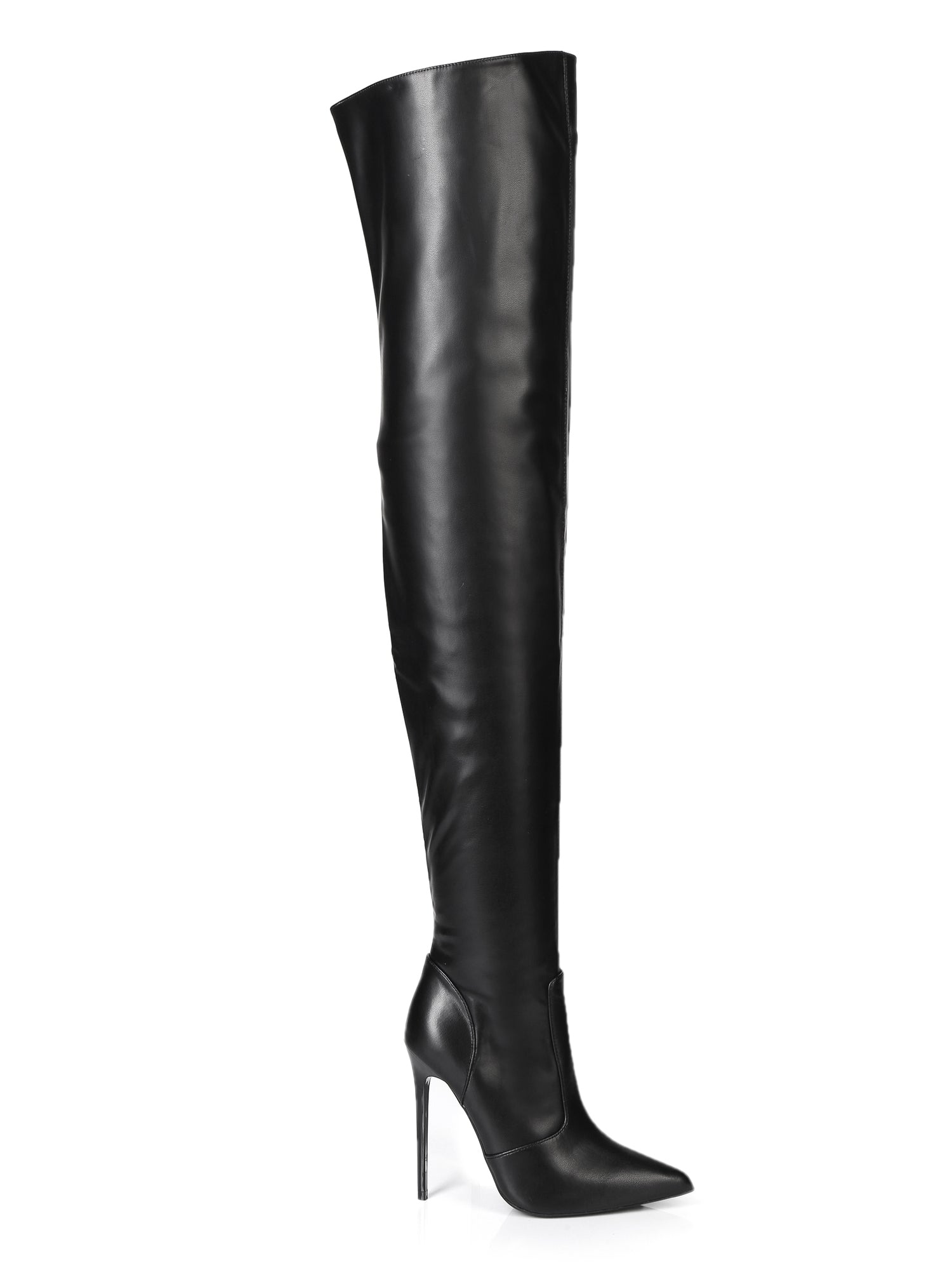 Zazu Matt Black Thigh Boots | Leather Look Boots From Giaro – Skin Two UK