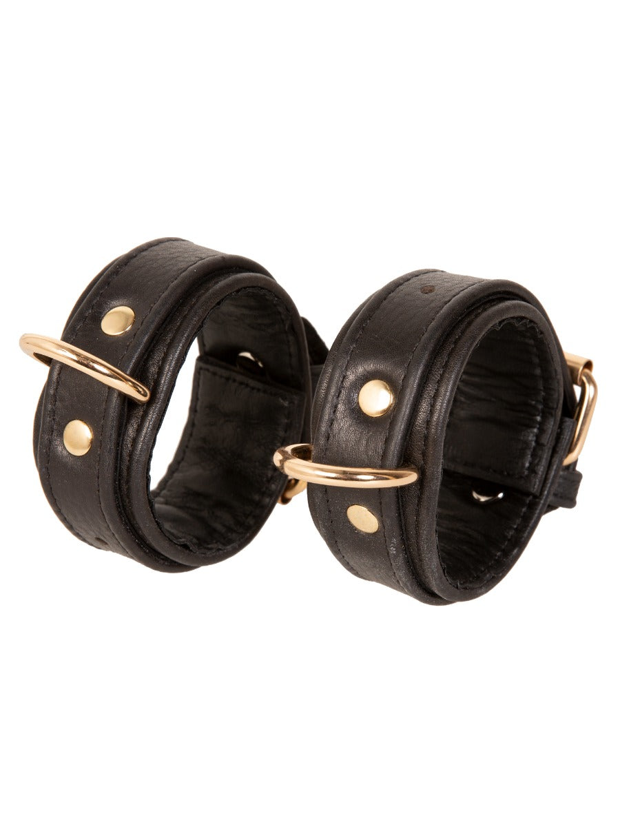 Black Leather Cuffs With D Ring – Skin Two UK