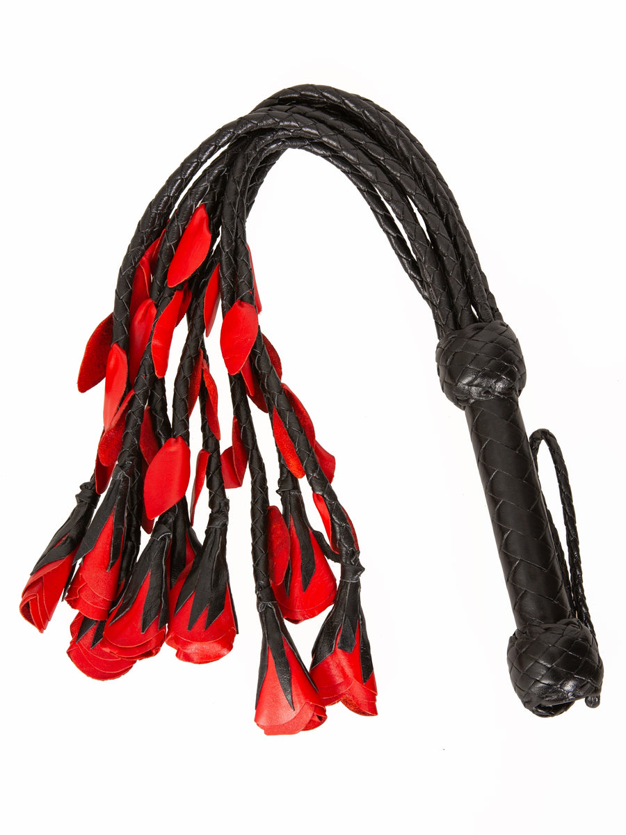 Red Leather Rose Flogger | Soft Sensuous Bondage Impact Play – Skin Two UK