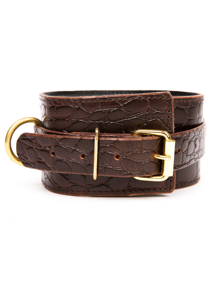 Brown Embossed Leather Collar – Skin Two UK